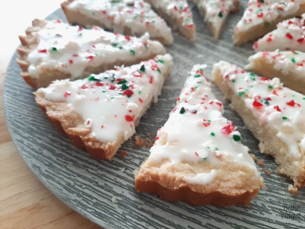 Vegan Candy Cane Shortbread Wedges - Bake Angel