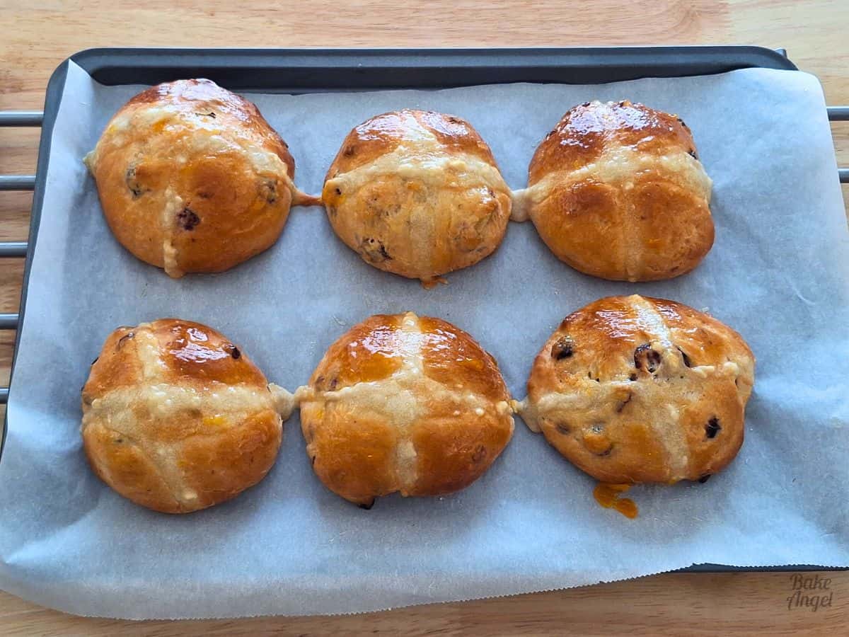 White Chocolate Cranberry Hot Cross Buns - Bake Angel