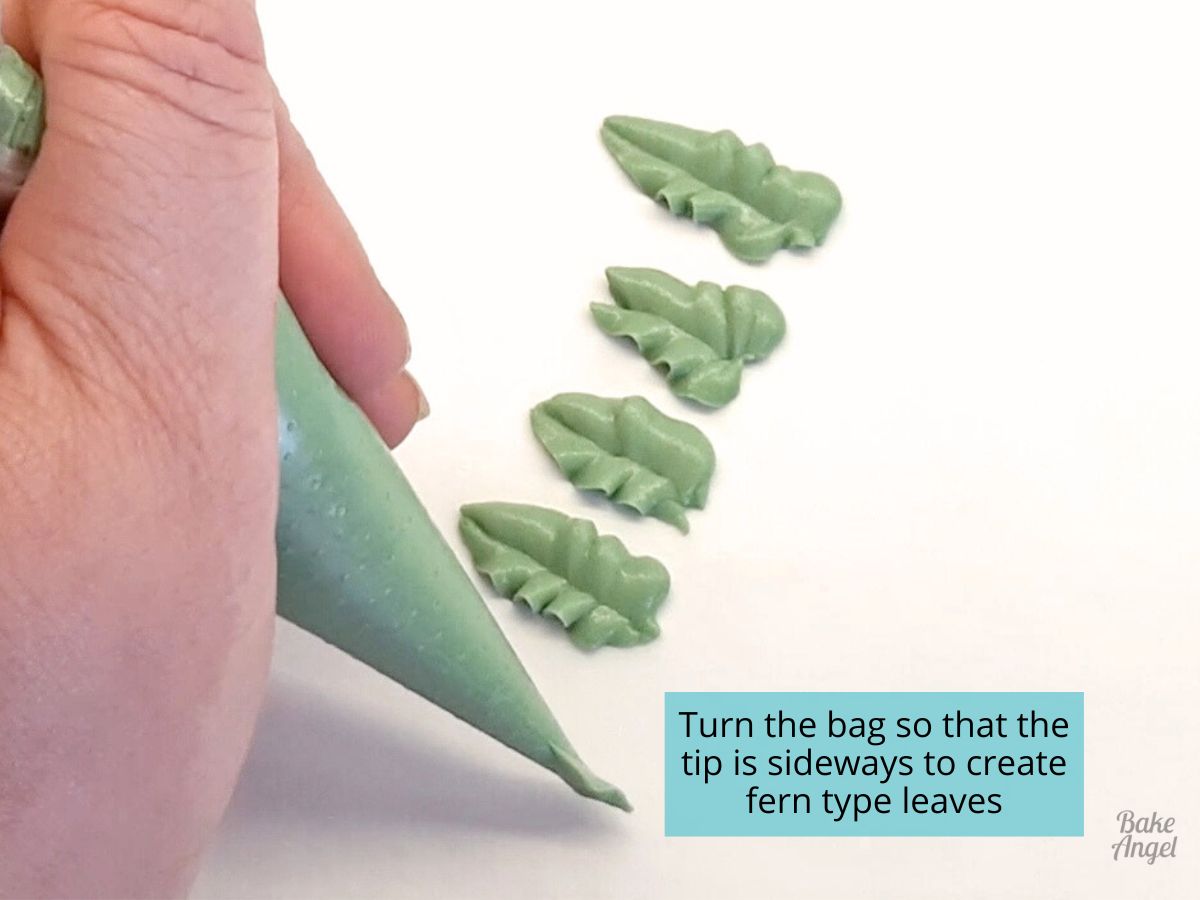 How to Pipe Leaves with a Tipless Piping Bag - Bake Angel
