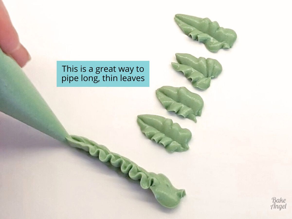 How to Pipe Leaves with a Tipless Piping Bag - Bake Angel